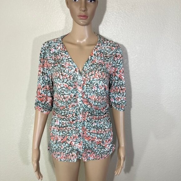 Sundance | Tops | Sundance Catalog Blue Pink Floral Ruched Modal ...